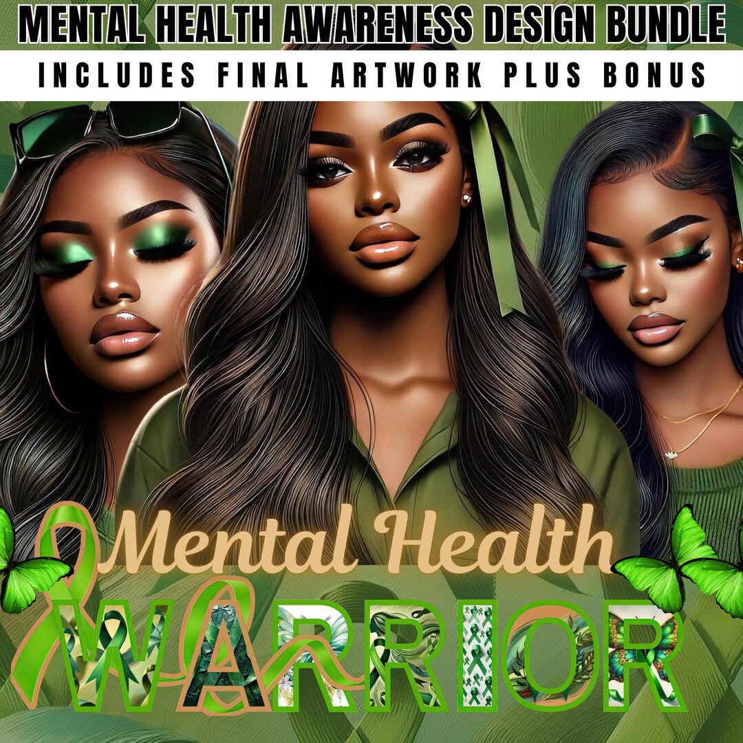 Mental Health Awareness Art Design Bundle | 9 PNG Images + Bonus Prompt ...