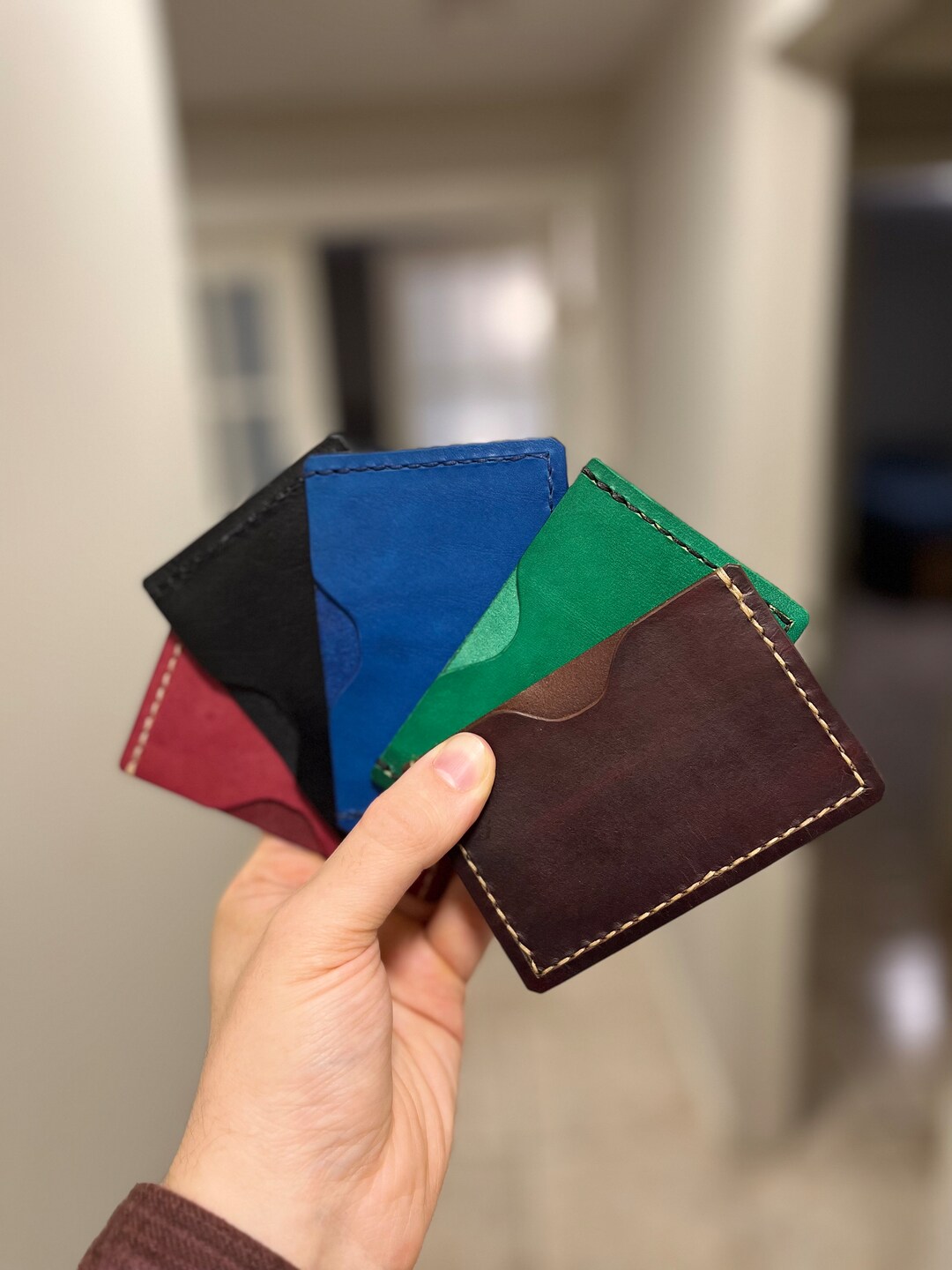 Slim Coloured Leather Wallet - Etsy