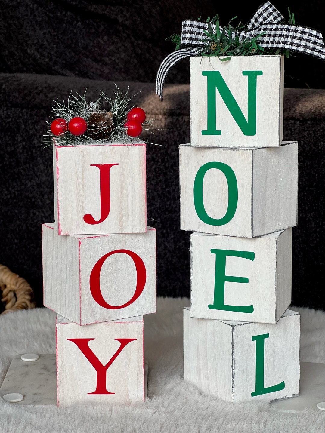 Wooden Christmas Blocks - Etsy