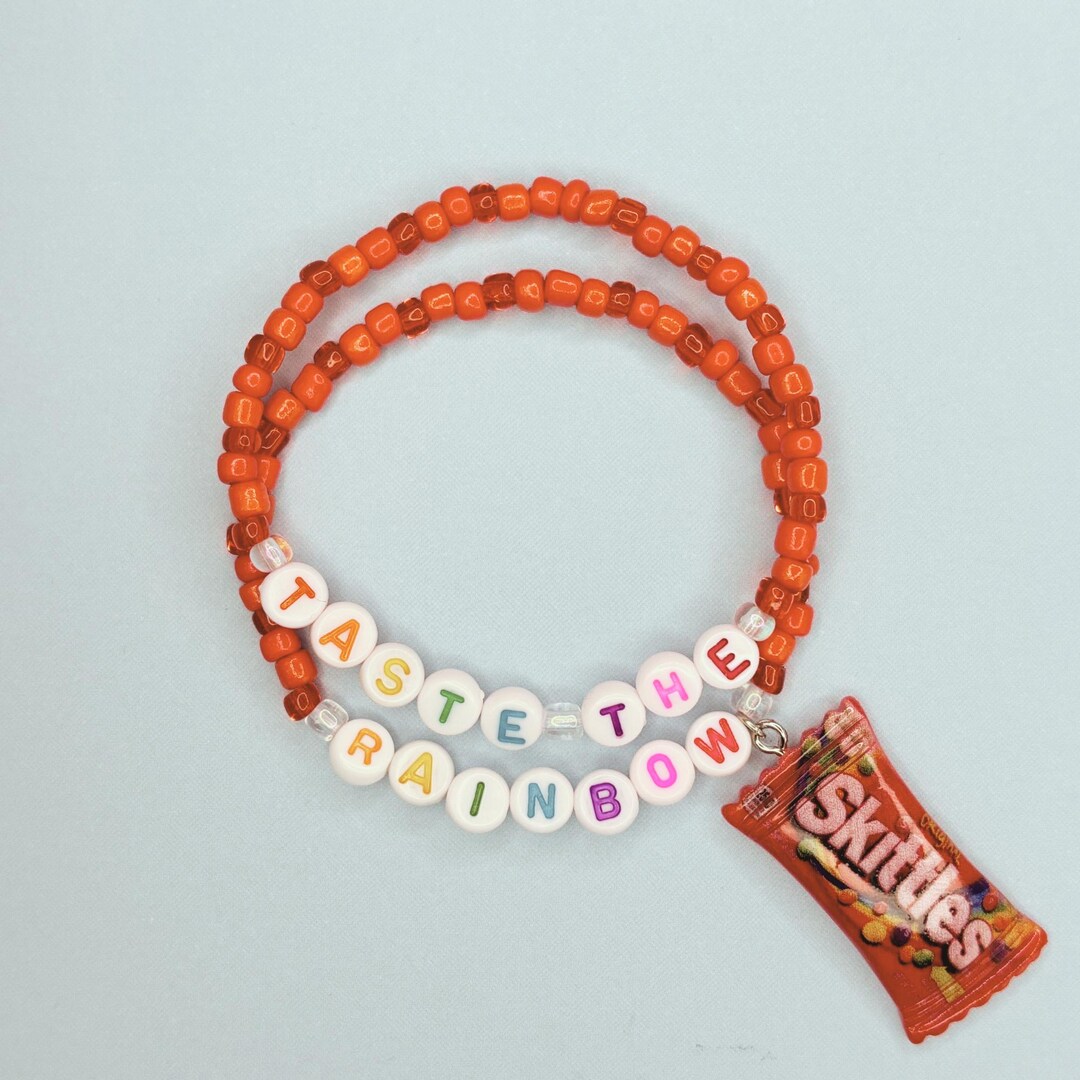 Taste the Rainbow Skittles Bracelet, Fun Candy-inspired Beaded Jewelry ...