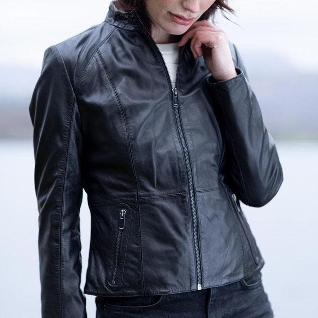 Palermo Ii Cafe Racer Riding Women's Biker Leather Jacket in Black ...