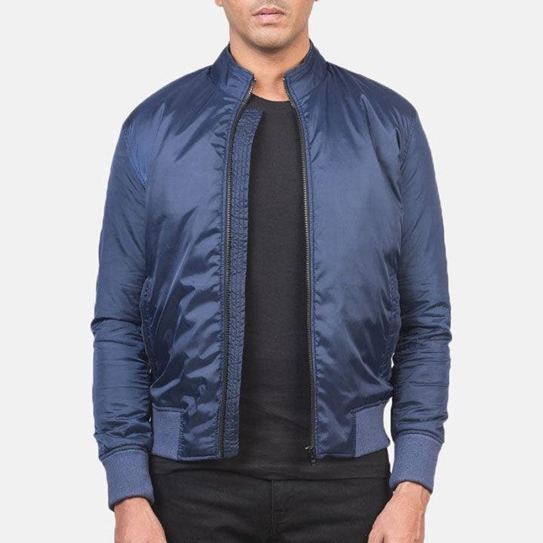 Ramon Blue Men's Bomber Jacket Handmade Vintage Leather Flight B3 ...