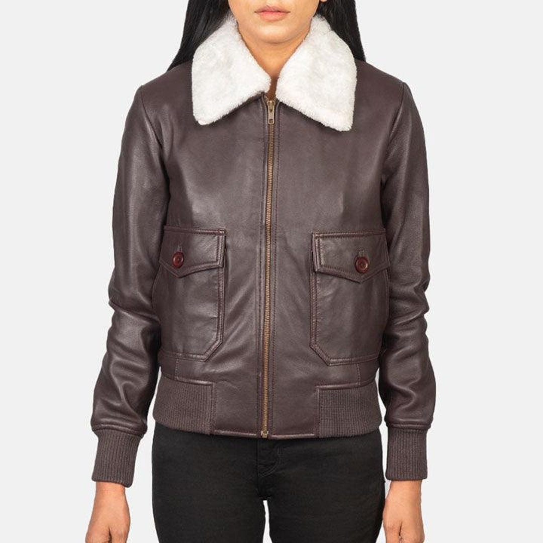Stella G-1 Maroon Women's Leather Bomber Jacket Handmade Vintage Flight ...
