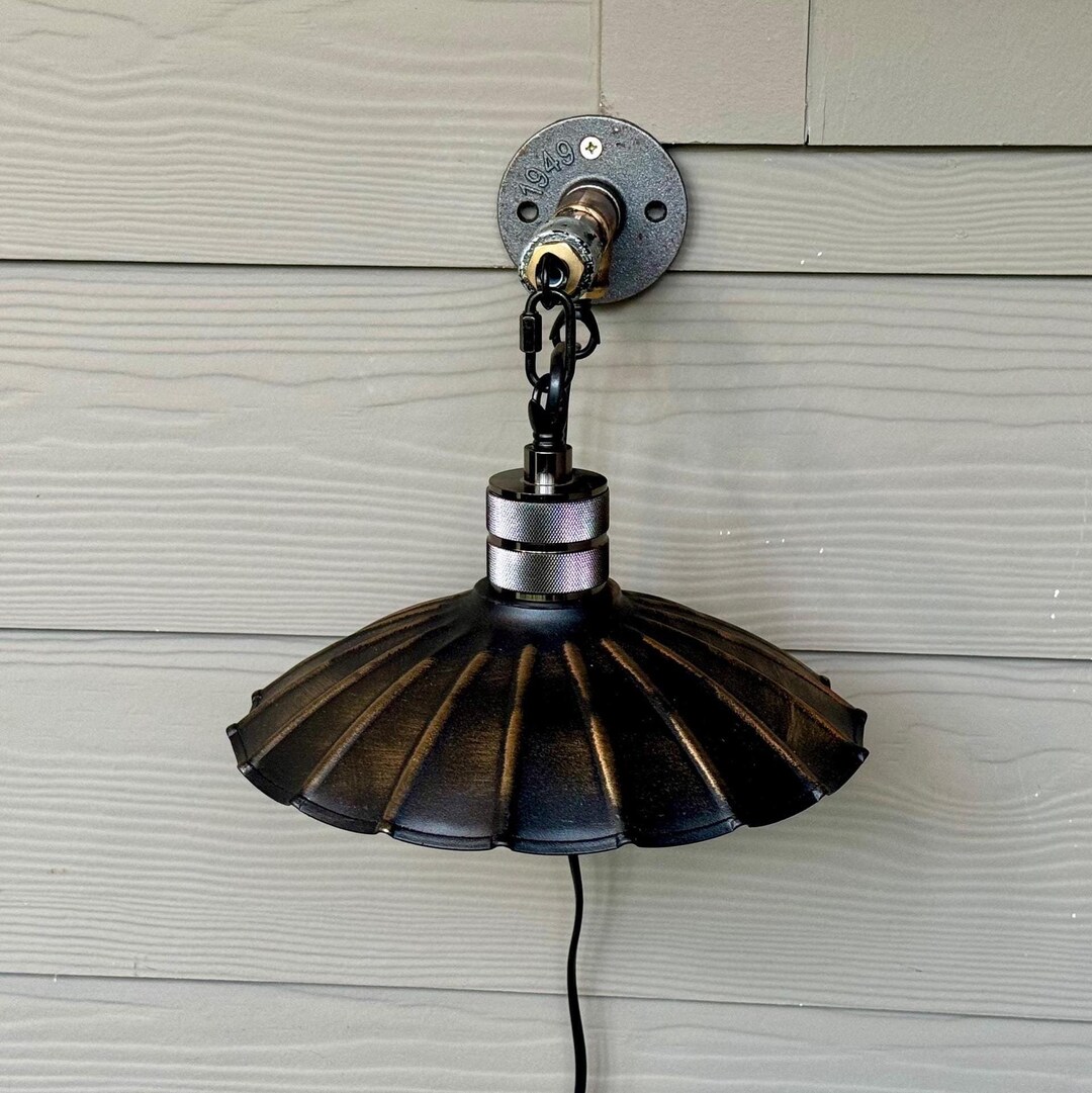 Rustic Industrial Wall Sconce. Handmade Barn Light With.conical ...