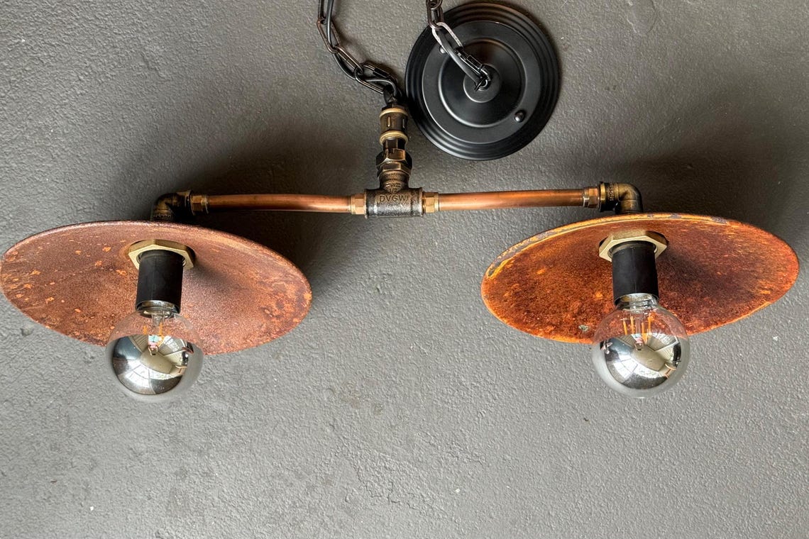 Deformed Copper Chandelier: Steampunk Rustic Pendant Light - Etsy