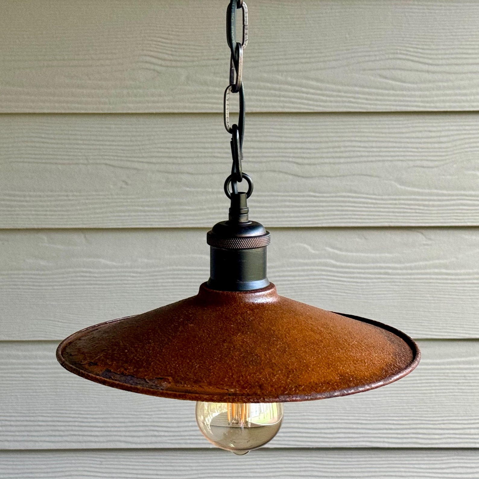 Industrial Rust Metal Pendant Light: Rustic Steampunk Lampshade - Etsy
