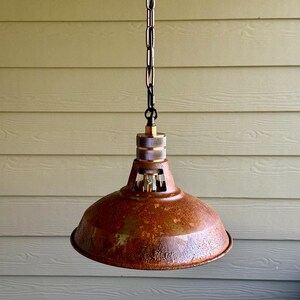 Industrial Rust Metal Pendant Light: Rustic Steampunk Lampshade - Etsy