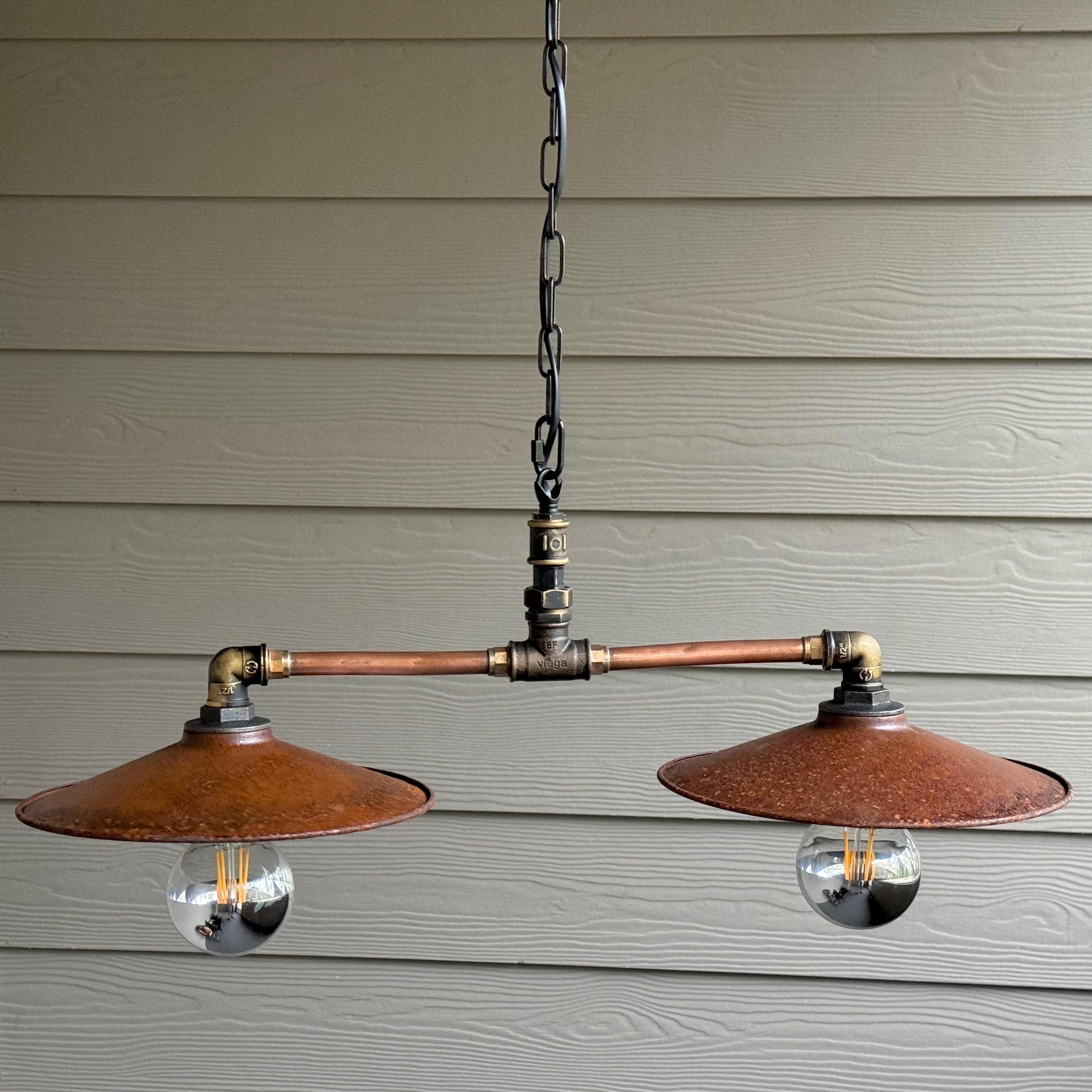 Deformed Copper Chandelier: Steampunk Rustic Pendant Light - Etsy