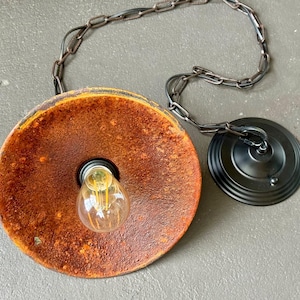 Industrial Rust Metal Pendant Light: Rustic Steampunk Lampshade - Etsy