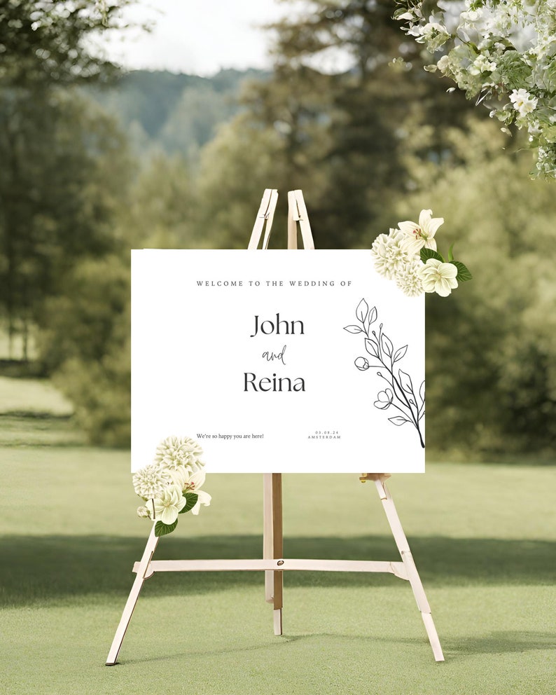 Elegant Wedding Welcome Sign, Welcome Wedding Sign, Minimalist Wedding ...