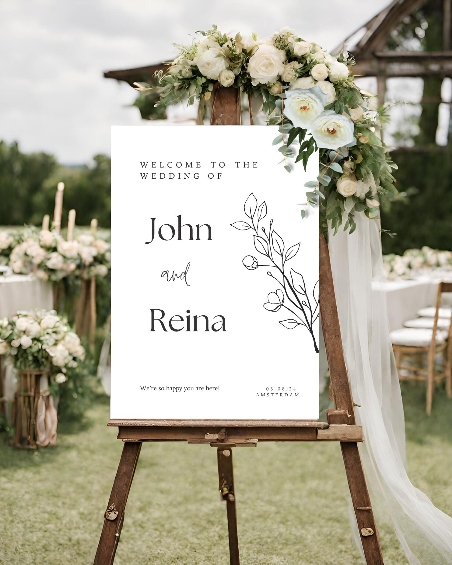 Elegant Wedding Welcome Sign, Welcome Wedding Sign, Minimalist Wedding ...