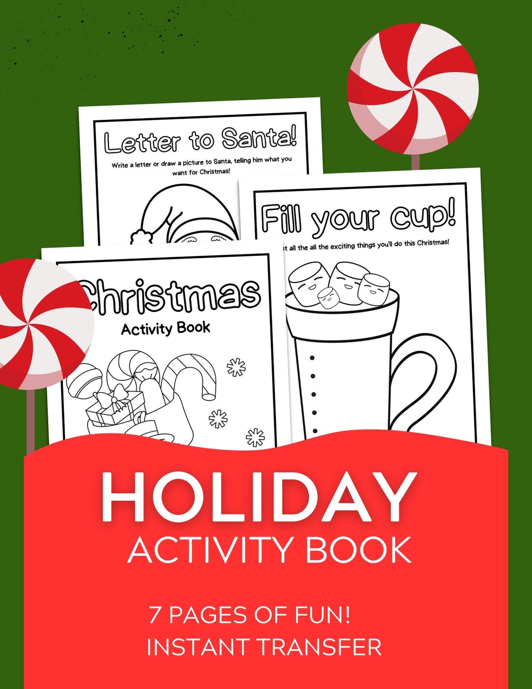 8 Christmas Activity Pages Christmas Activity Sheets - Etsy