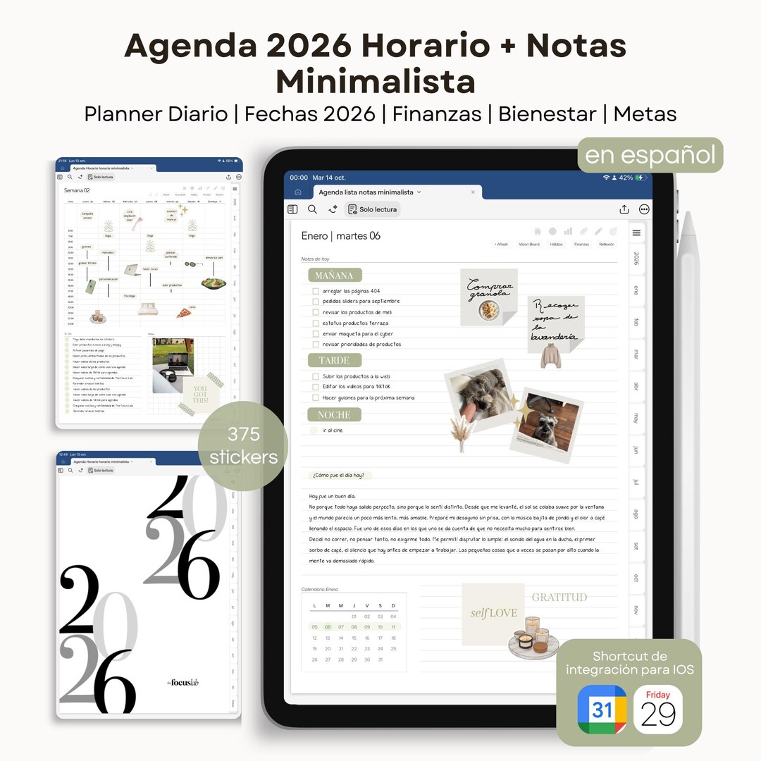 2026 Digital Planner: Minimalist Schedule + Notes | 375 Stickers ...