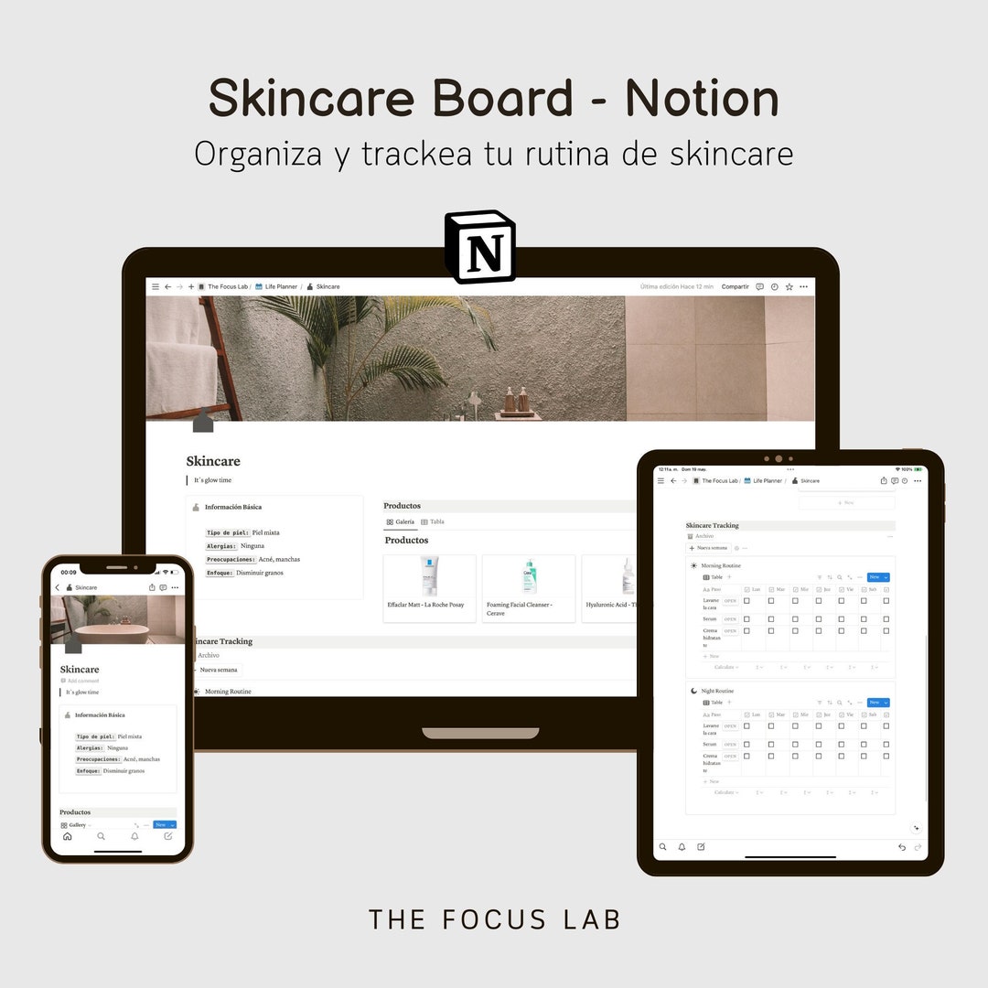 Skincare Board - Notion Template - Etsy