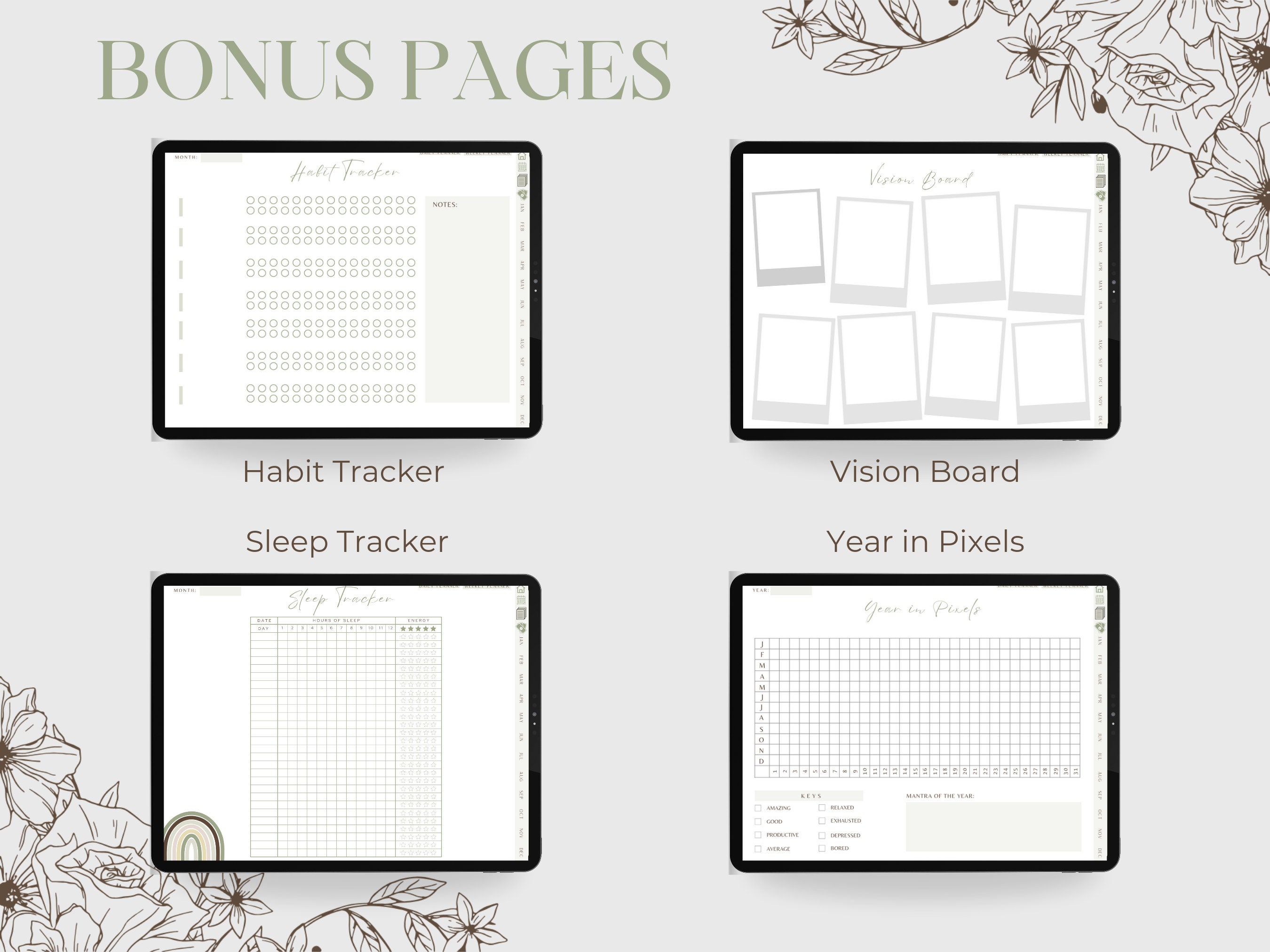 Undated Digital Planner Sage Green Theme, Goodnotes Digital Planner ...