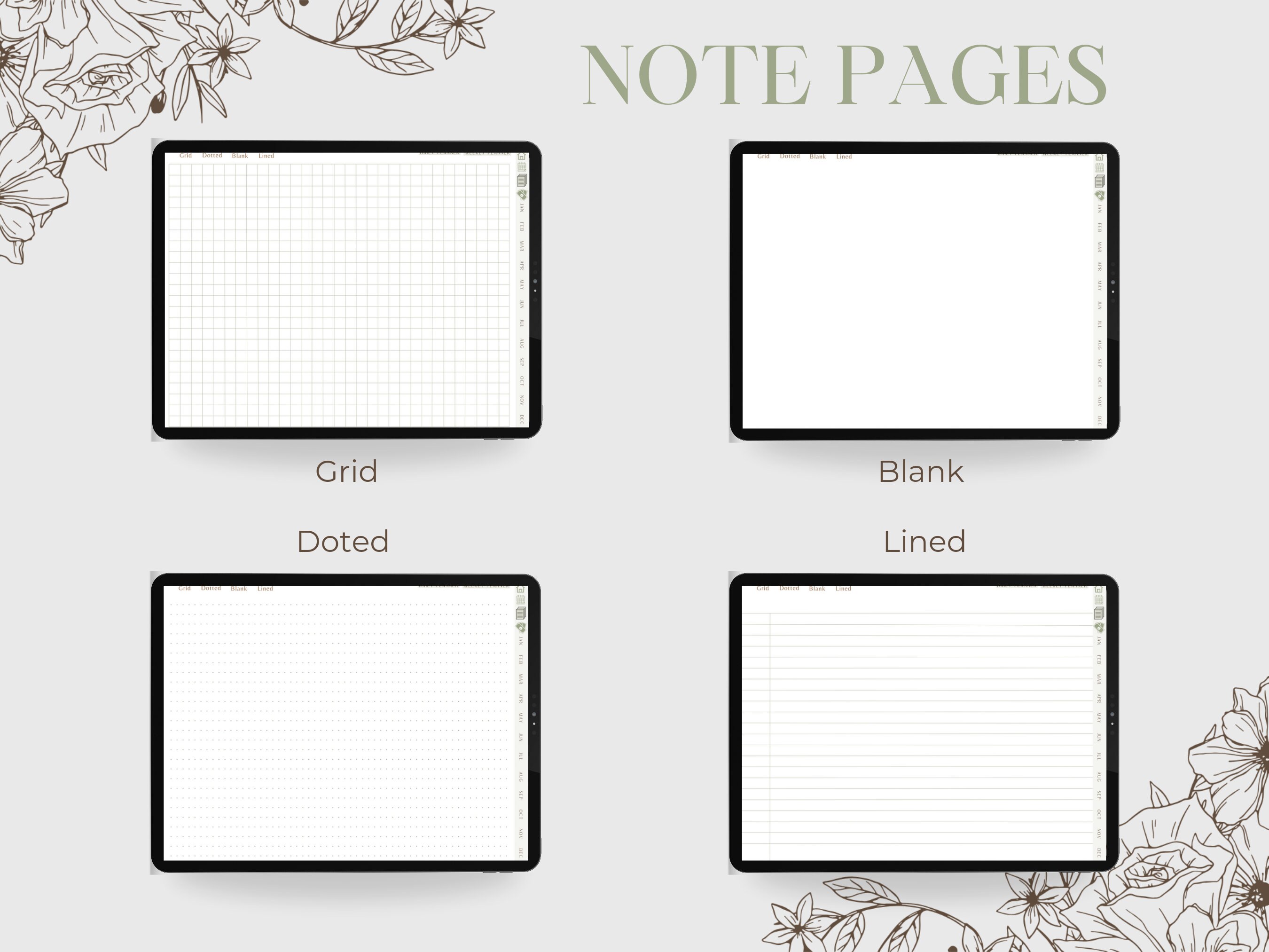 Undated Digital Planner Sage Green Theme, Goodnotes Digital Planner ...