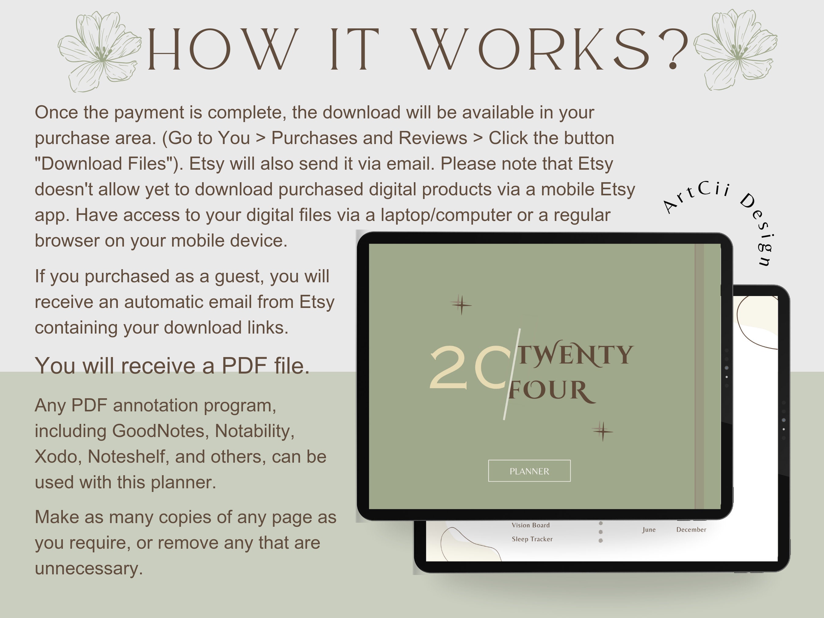Undated Digital Planner Sage Green Theme, Goodnotes Digital Planner ...