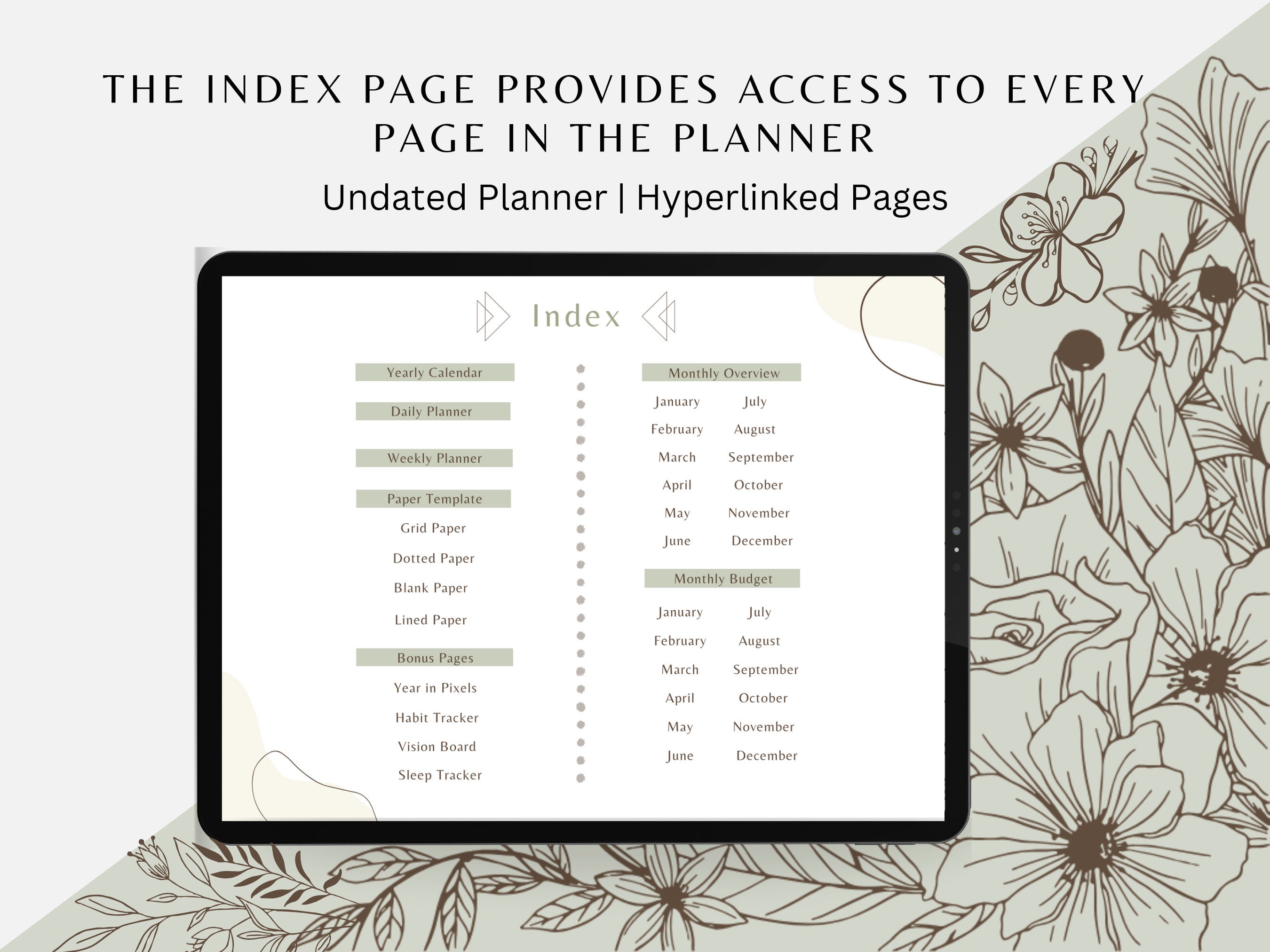 Undated Digital Planner Sage Green Theme, Goodnotes Digital Planner ...