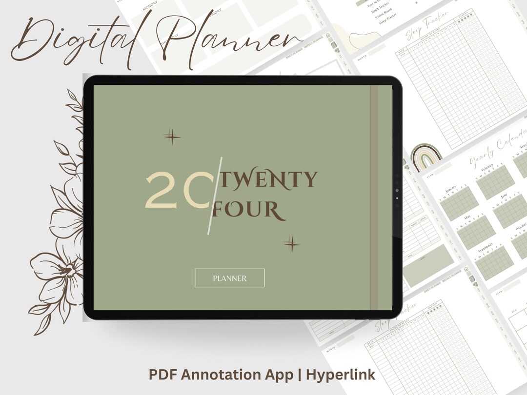 Undated Digital Planner Sage Green Theme, Goodnotes Digital Planner ...
