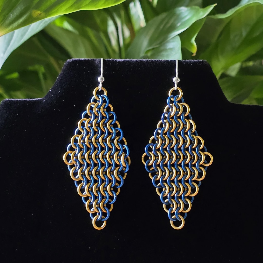Custom Diamond Earrings - Large - Handmade Chain Mail - Etsy