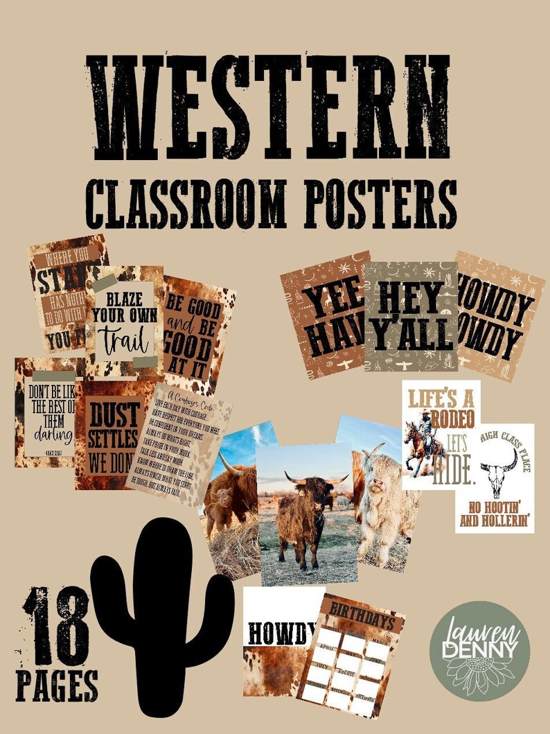 Editable Western Classroom Poster Decor Daily Slides Motivating Cosmic ...