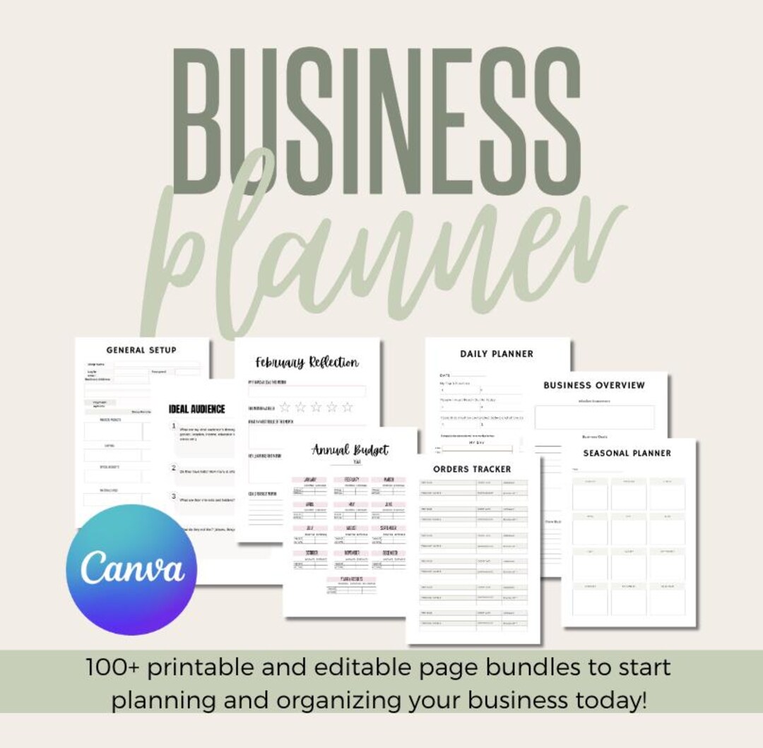 Editable Business Planner, Canva Small Business Finance Trackers ...