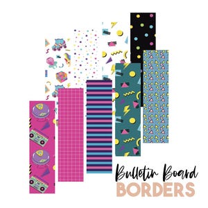 Retro 90's Classroom Bulletin Board Borders Poster Decor Motivating ...