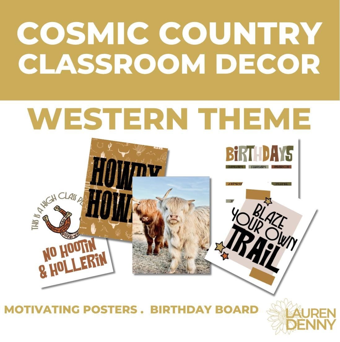 Editable Western Classroom Poster Decor Daily Slides Motivating Cosmic ...