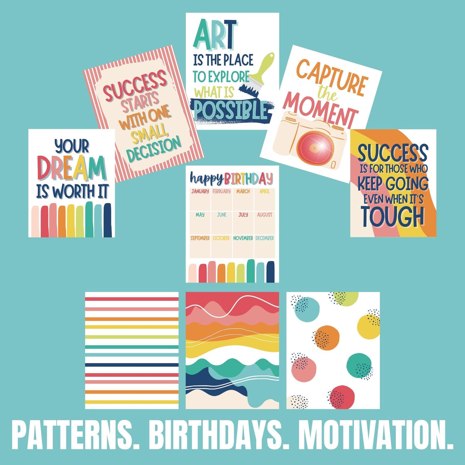 Bright Motivational Posters for the Classroom |digital Instant Download ...