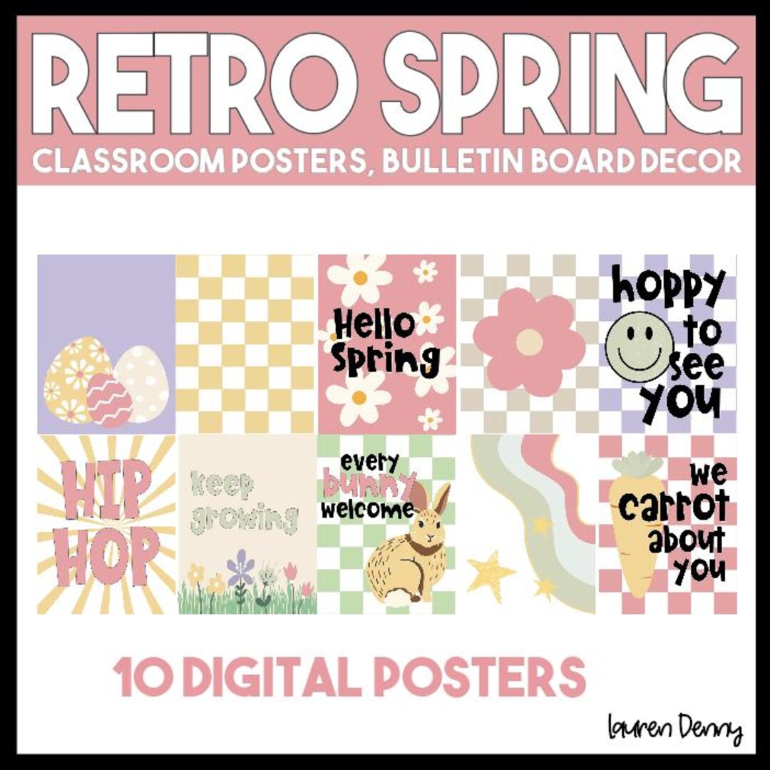 Retro Spring Easter Classroom Poster Decor Motivating Digital Download ...