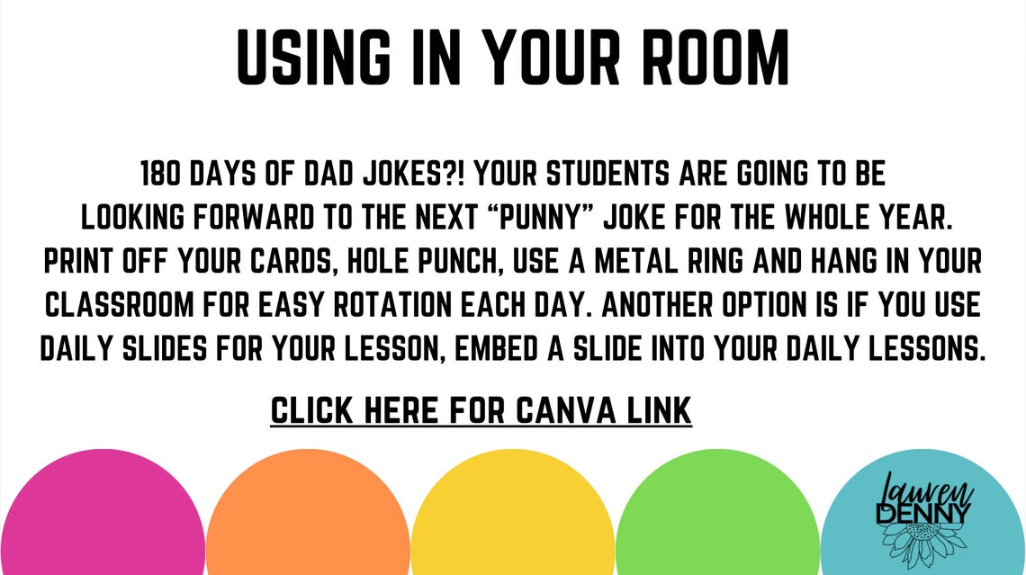 180 Days of Dad Jokes | Bell Ringers | Slideshow PPT Canva - Etsy