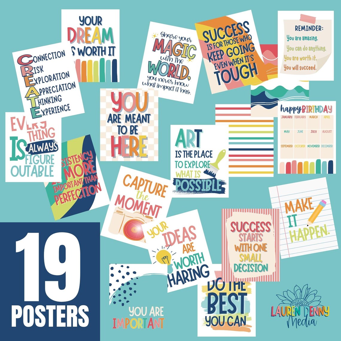 Bright Motivational Posters for the Classroom |digital Instant Download ...