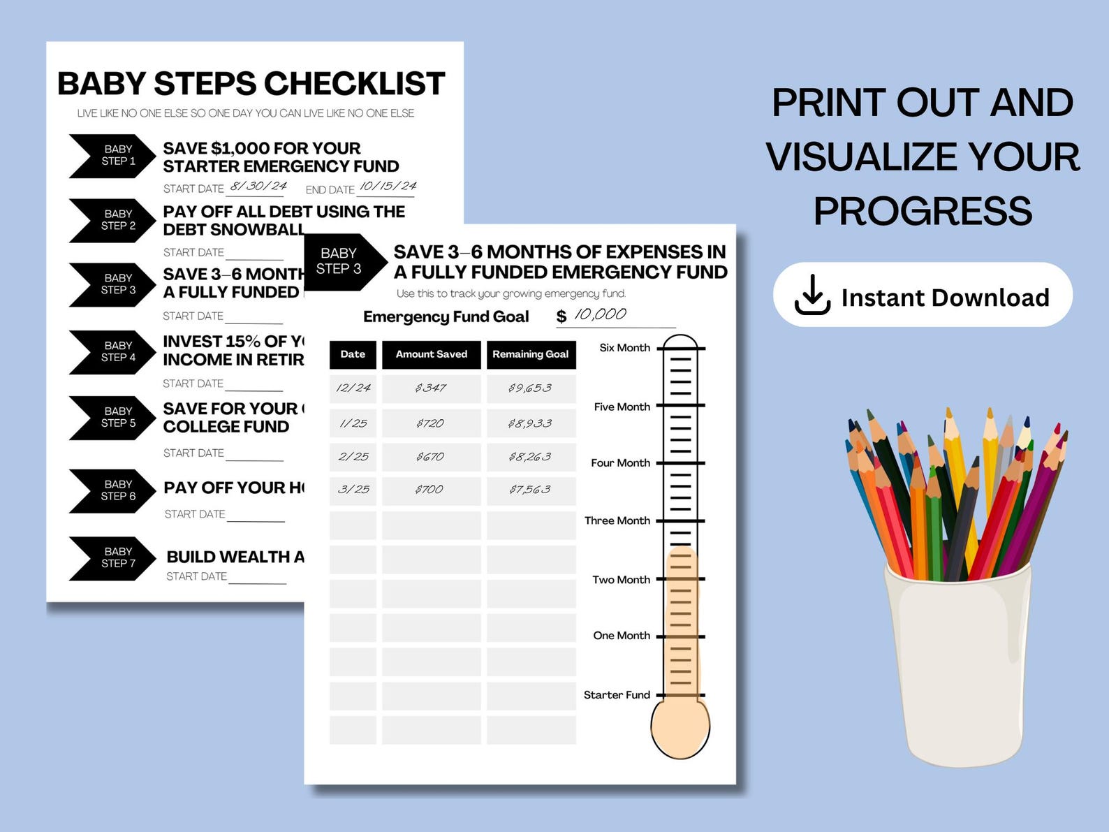 Baby Steps Progress Tracker | Instant Download PDF | Dave Ramsey ...