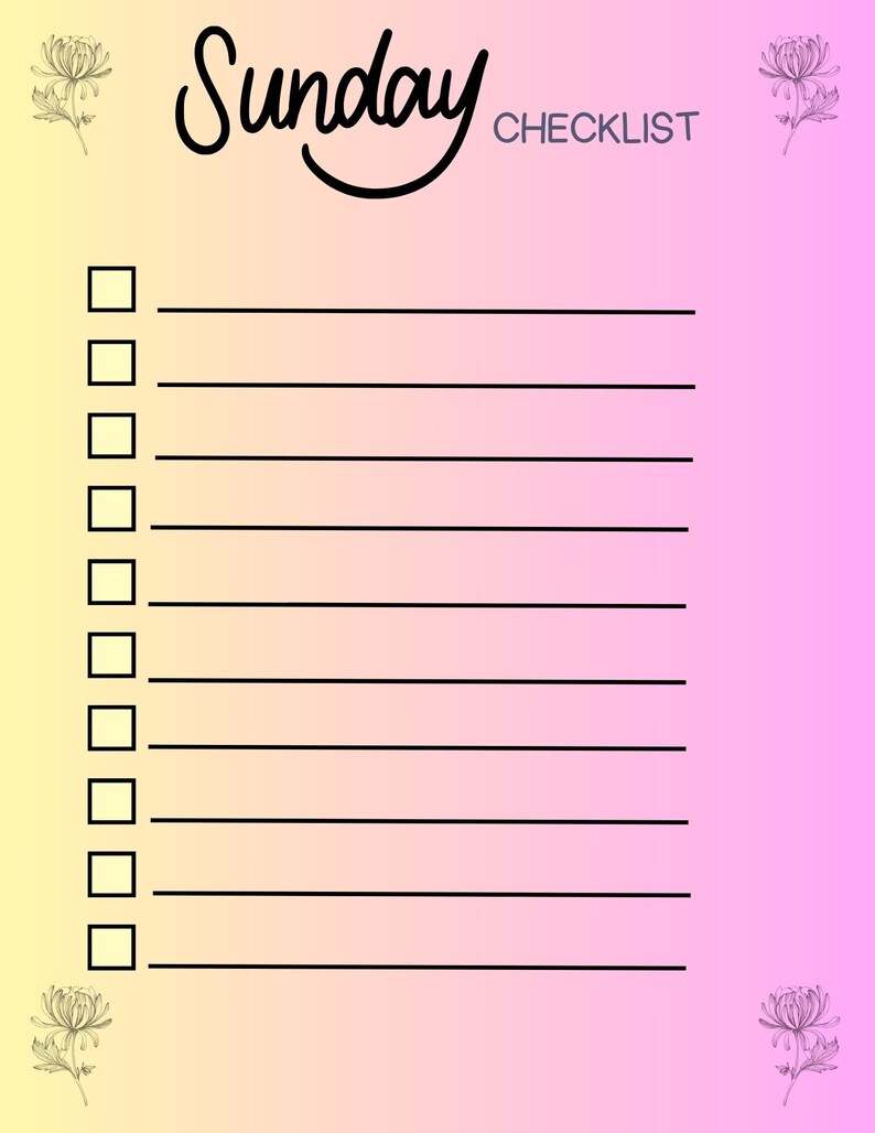 Weekly, Monthly, Sunday and Morning Checklist - Etsy