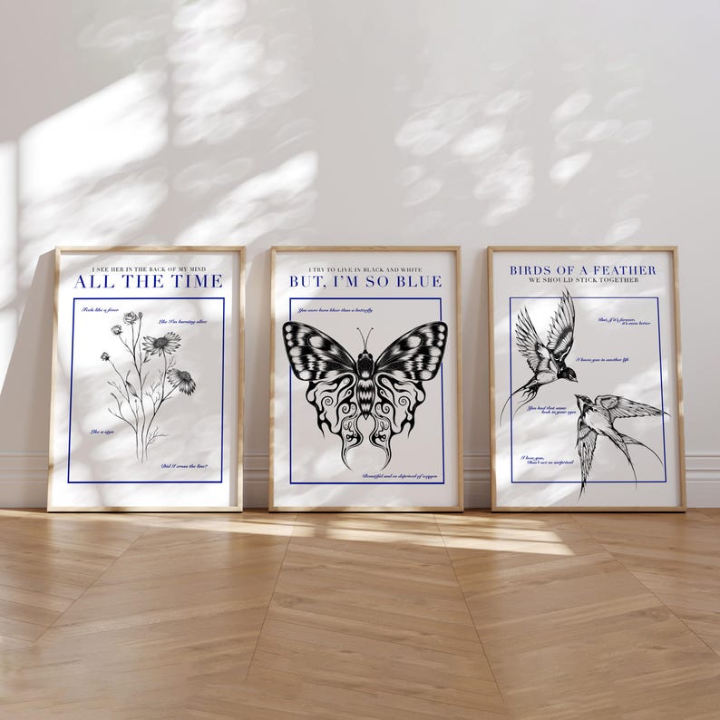 Billie Eilish 'blue' Lyric Art Print Illustration | A5, A4, Optional ...