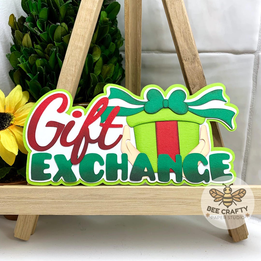 Christmas Gift Exchange Scrapbook Title Embellishment Die Cut for ...