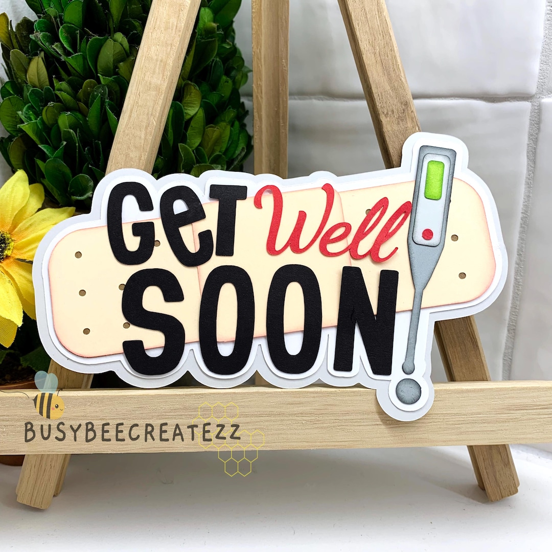 Get Well Soon Scrapbook Title Embellishment Die Cut for Layouts ...