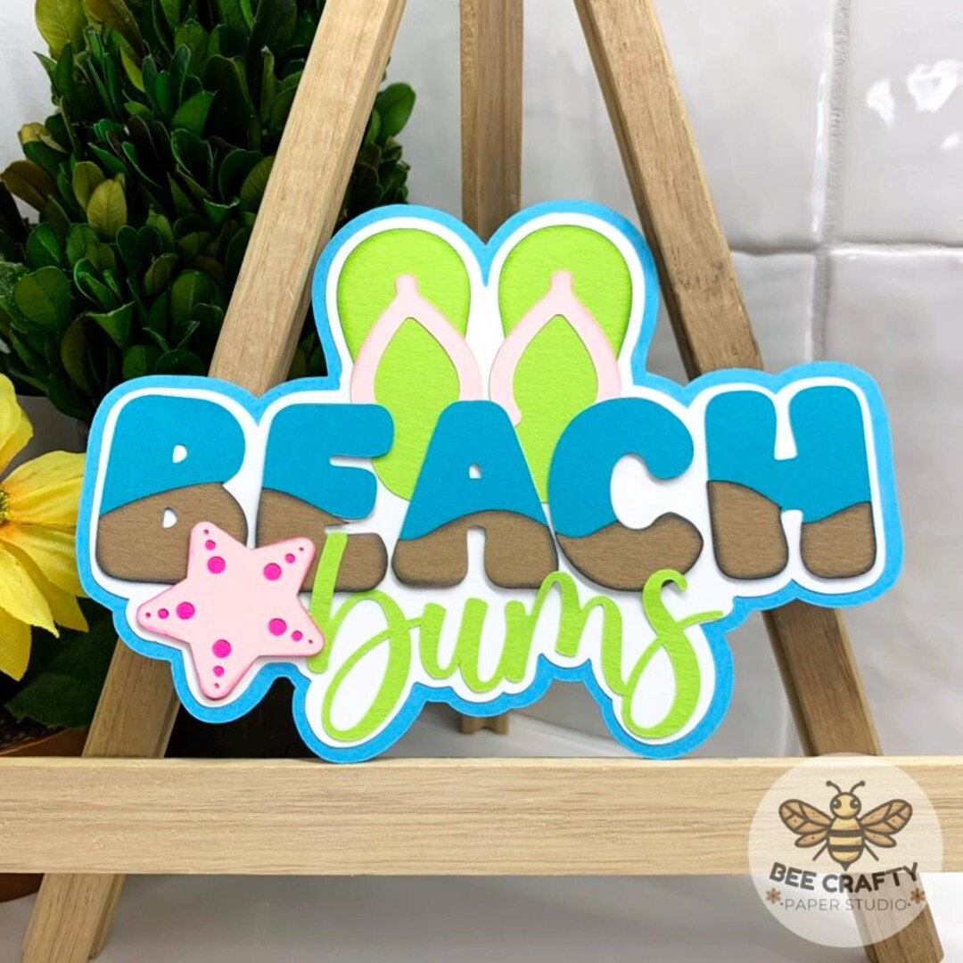 Summer Beach Bums Scrapbook Title Embellishment Die Cut for Layouts ...