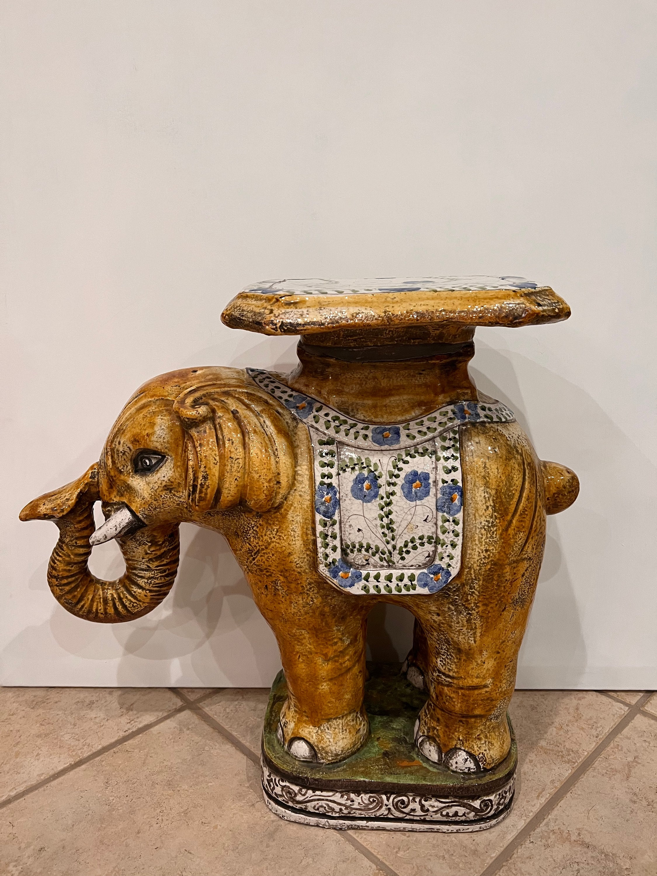 Vintage Terra Cotta Elephant Garden Stand Side Table - Etsy