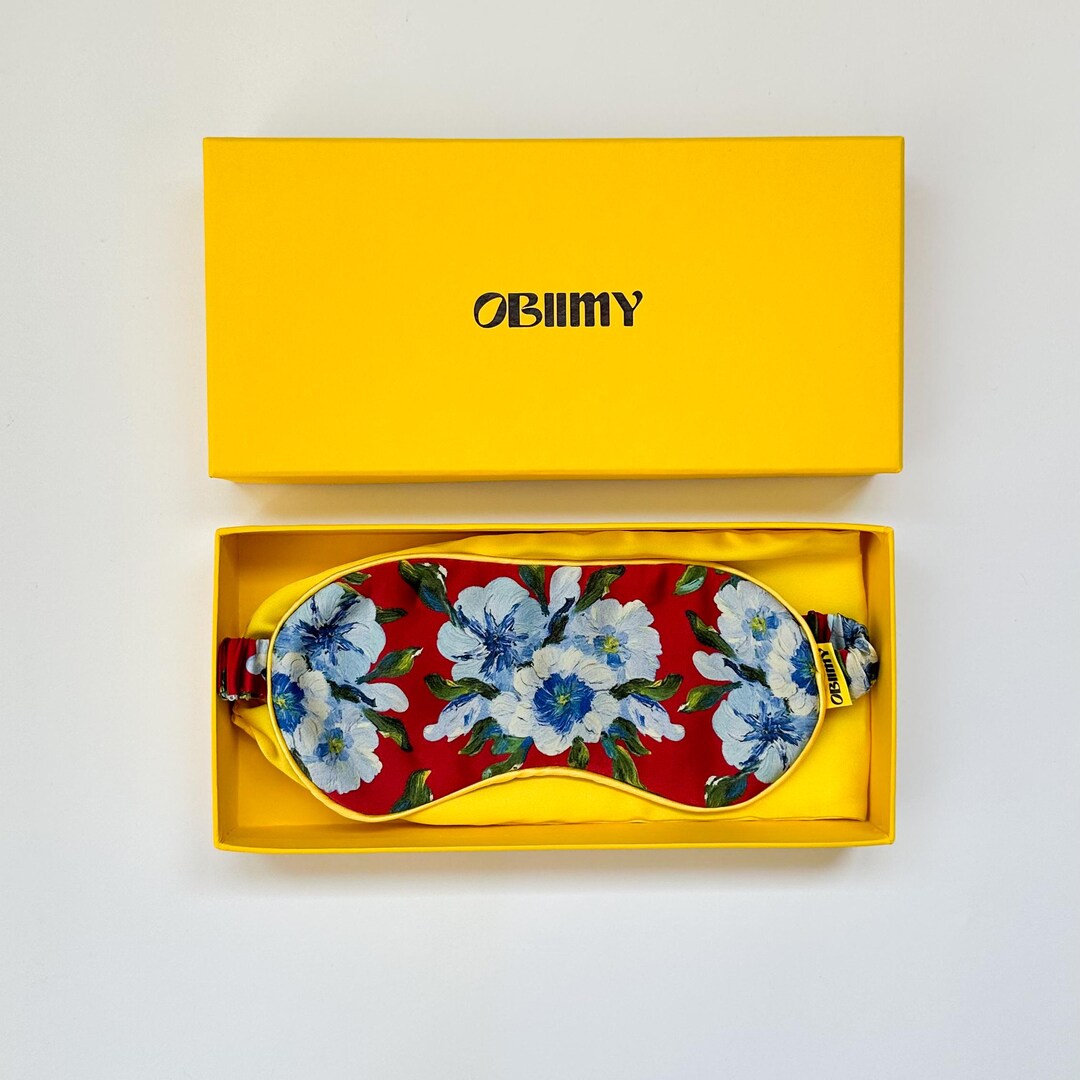 Red Floral Sleep Mask, Silk Eye Mask for Meditation, Accessories for ...