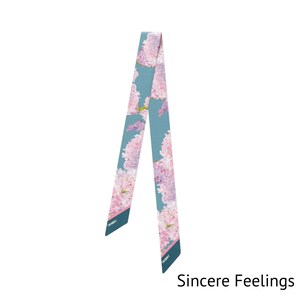 Luxury 100% Pure Silk Skinny Scarf, Floral Blue Skinny Scarf, Designer ...