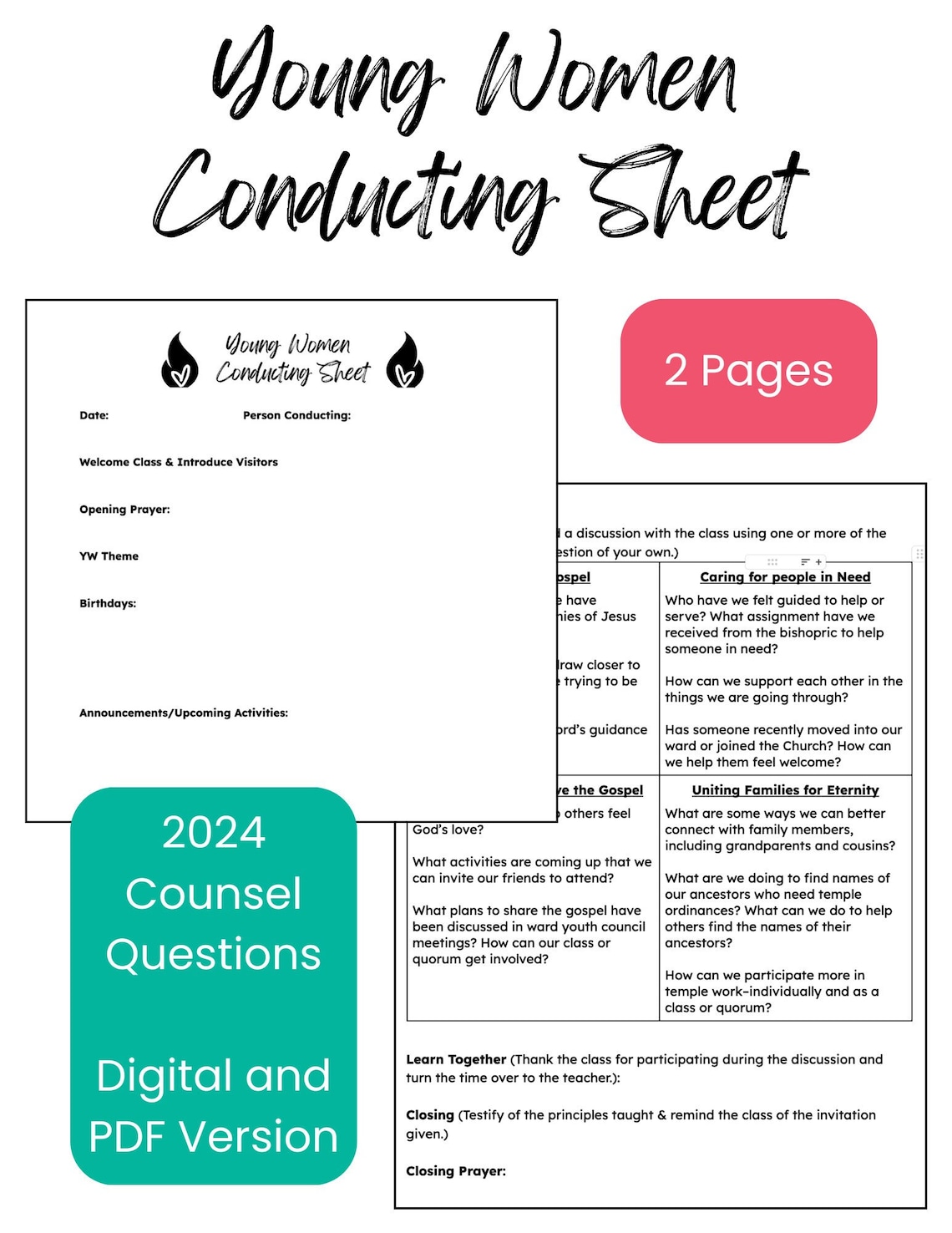 Young Women Conducting Sheet 2 Pages Digital and PDF Versions - Etsy