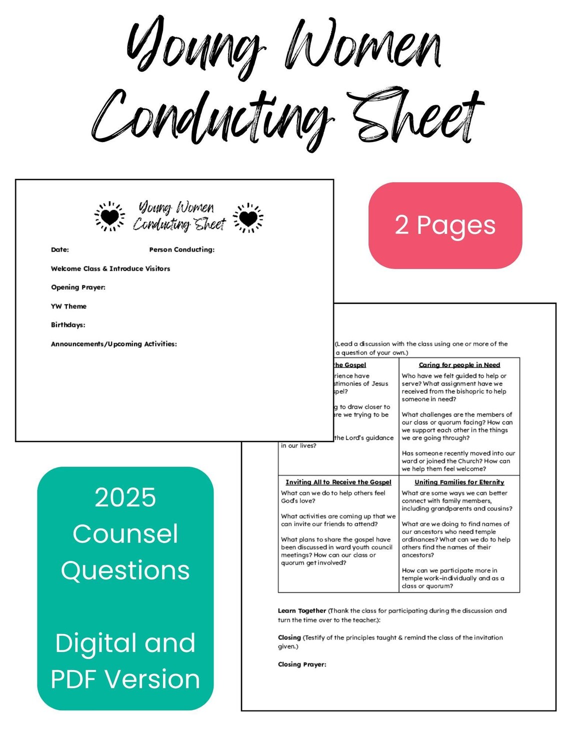 2025 Young Women Conducting Sheet (2 Pages) - Digital and PDF Versions ...