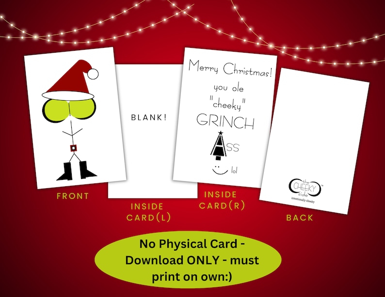 Digital Download Printable Grinch Cards, Funny Grinch Ecard, Christmas ...