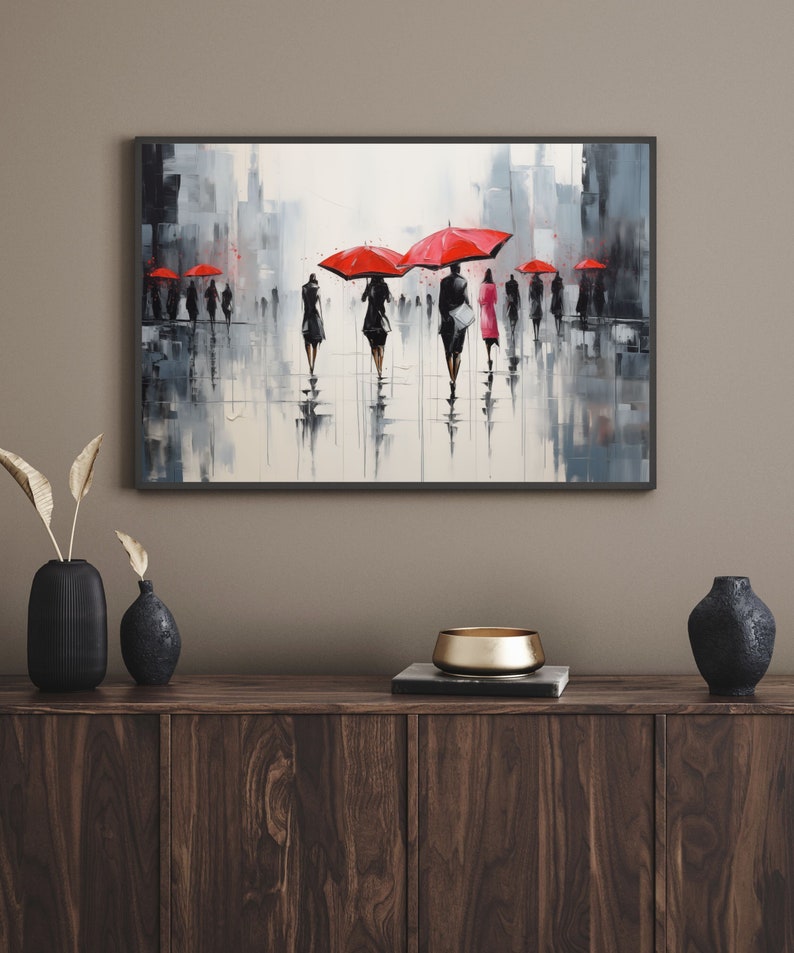 Abstract Cityscape Digital Art Rainy Street Abstract Acrylic Wall ...