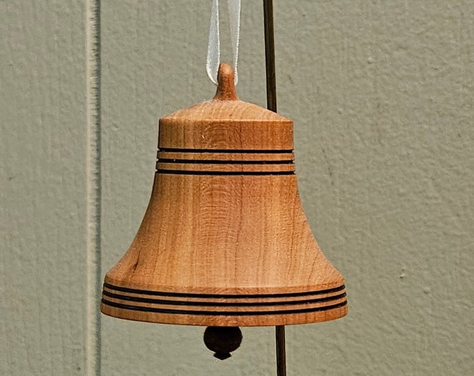Vintage Hand Carved Turned Cherry Wood Bell With Wooden Striker. Artist ...