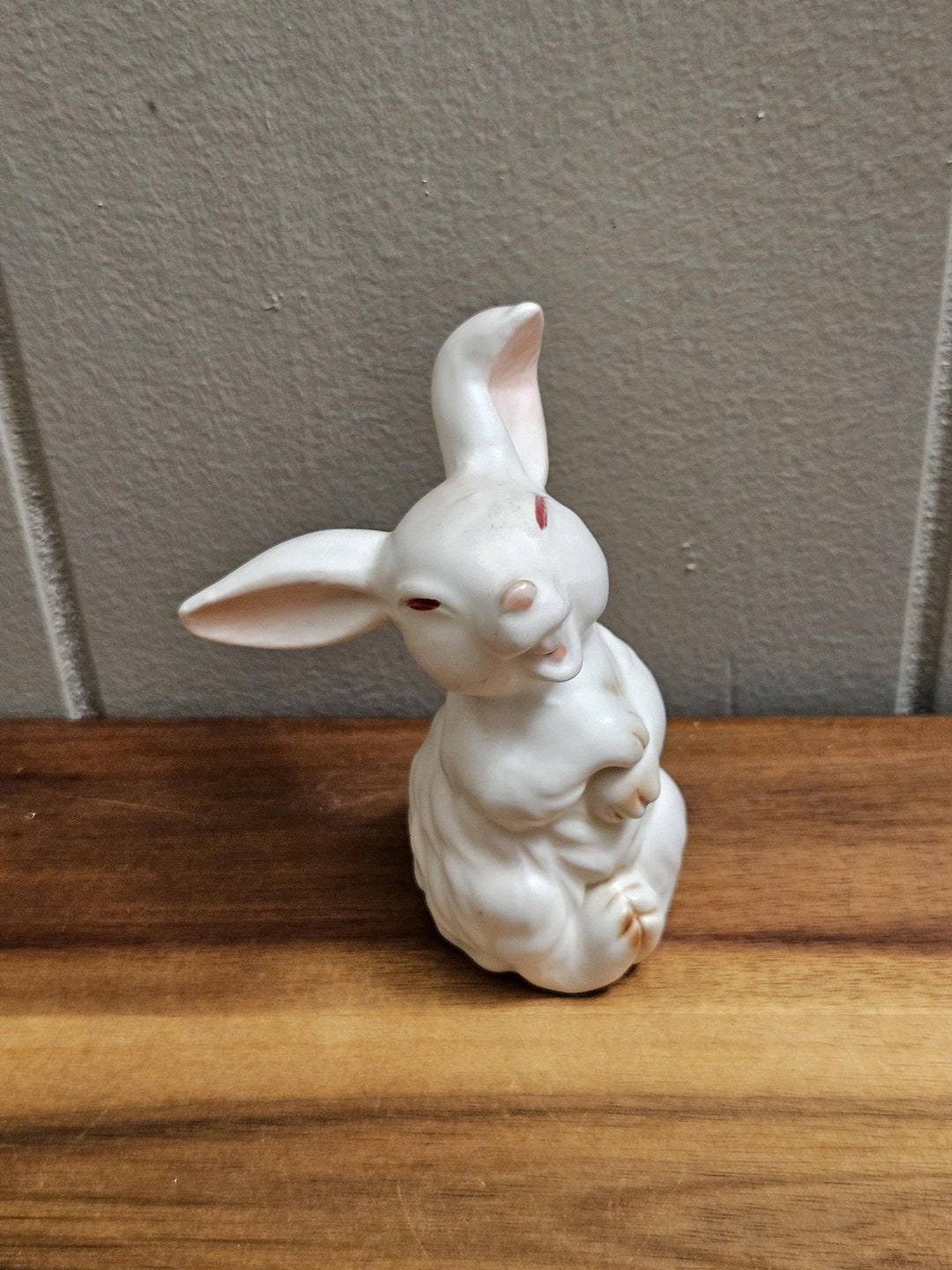 Vintage 1960s Lefton Japan Laughing White Bunny Rabbit Matte Finish ...