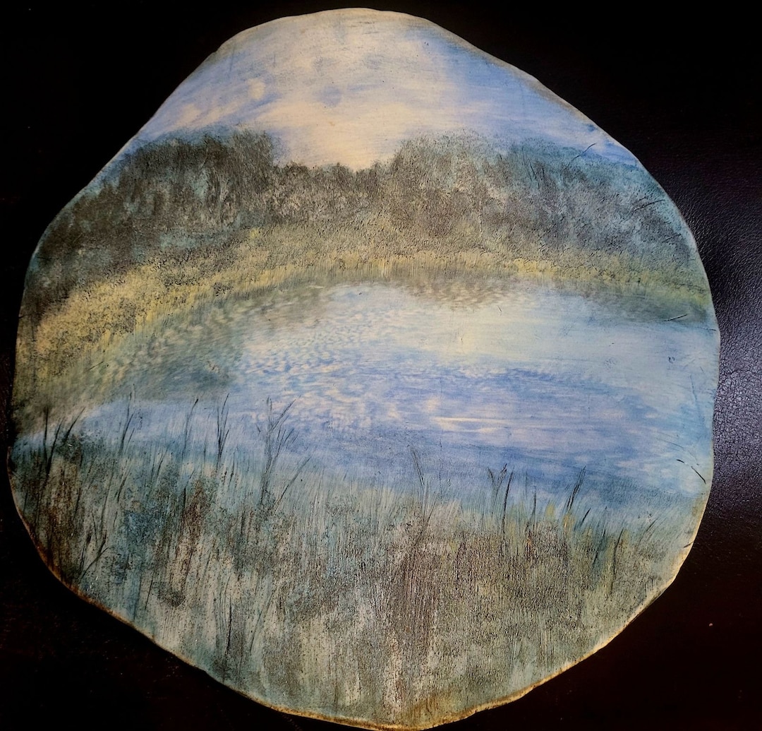 Hand Formed Stoneware Pottery Landscape (stand Not Included) - Etsy