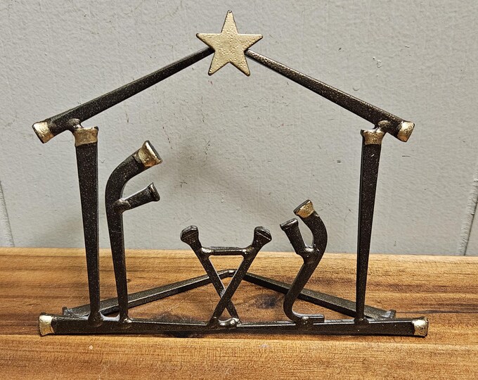 MCM Artist Forged Brutalist Brass Metal Folk Art Welded "nativity" Made ...