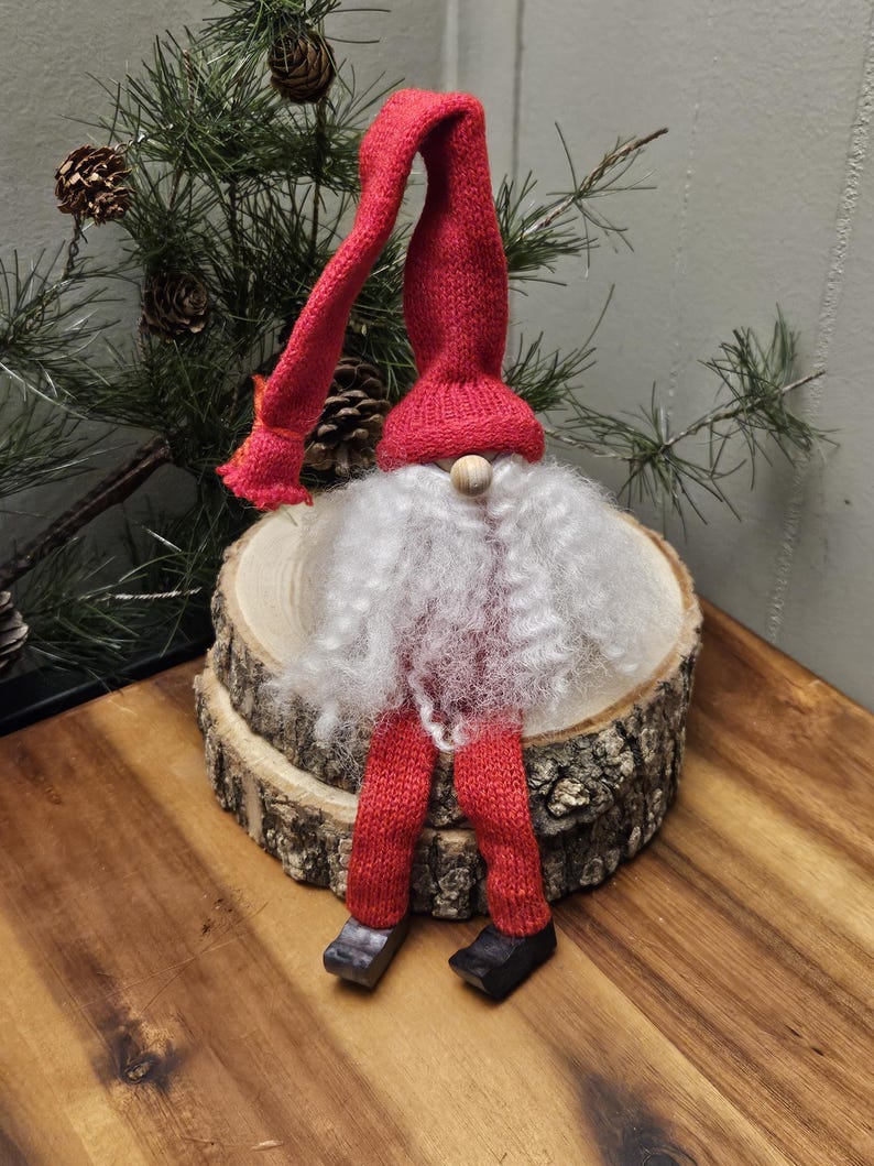 6” Tall Sitting Gnome - Vintage Handcrafted Wooden Swedish Scandinavian ...